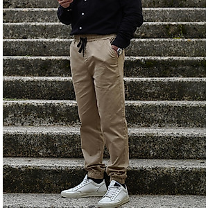 JMIERR Men's Casual Joggers Pants - Cotton Drawstring Chino Cargo Hiking Outdoor Twill Track Sweatpants with Pockets, Relaxed Fit, US 34(M), Khaki.