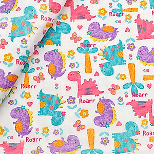 David Angie Dinosaurs Printed Double Brushed Polyester Fabric Soft Smooth 4 Way Stretch Knit Fabric by The Yard for Dress Sewing (C)