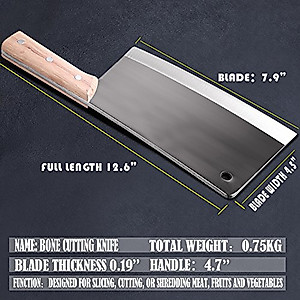 KOFERY 8-Inch Blade Handmade Forged Kitchen Stainless Steel Cleaver Chopper Butcher Knife Heavy-duty Cleaver with Full Tang Wooden Handle Chicken Bone Terminator L204