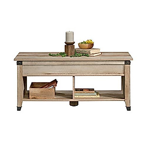 Sauder Carson Forge Rustic Lift Top Coffee Storage Industrial Living Room Table, L: 43.15" x W: 19.45" x H: 18.98", Lintel Oak Finish