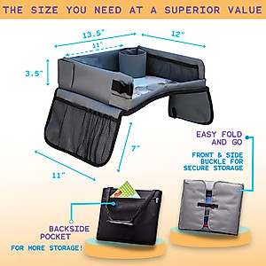 Kids Travel Tray, Carseat Tray for Kids Travel, Road Trip Essentials Kids Car Tray, Car Seat Tray & Kids Lap Tray - Keeps Children Entertained | Portable & Foldable Car Seat Table Tray for Kids