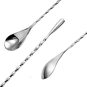 2-Pack 12 Inches Stainless Steel Bartender Mixing Spoon Cocktail Stirrers, Spiral Pattern Bar Spoon Stirring Spoon with Long Handle