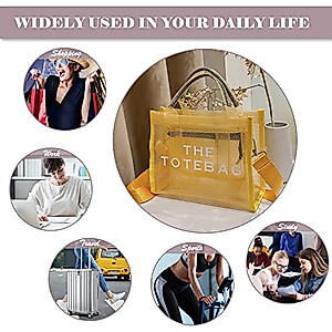 Clear Tote Bag for Women, Small Transparent PVC Tote Bag Women Shoulder/Crossbody Bag Top Handle Mesh Tote with Zipper and Pockets, Waterproof Beach Bag