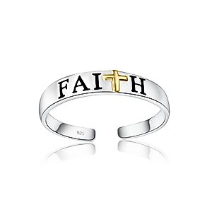 Hoops & Loops Sterling Silver Two Tone Faith Toe Ring
