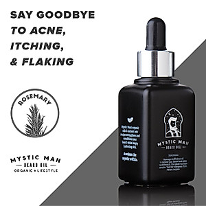 Mystic Man Organic Premium Beard Oil - (Promotes Growth, Softens and Strengthens Beard & Mustache), USDA Organic, Leave-In Conditioner with Sandalwood, and Jojoba Oil, 1.0 Fl oz.