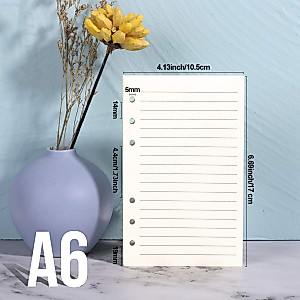 Purture Refill Lined Paper, A6 Refill Paper, Leather Journal Refills Lined, 6-Holes Inserts 160 Sheets (320 Pages) for A6 Binder Refillable Journals Notebooks, 2 Pack(Each Pack 80 Sheets, 160 Pages)