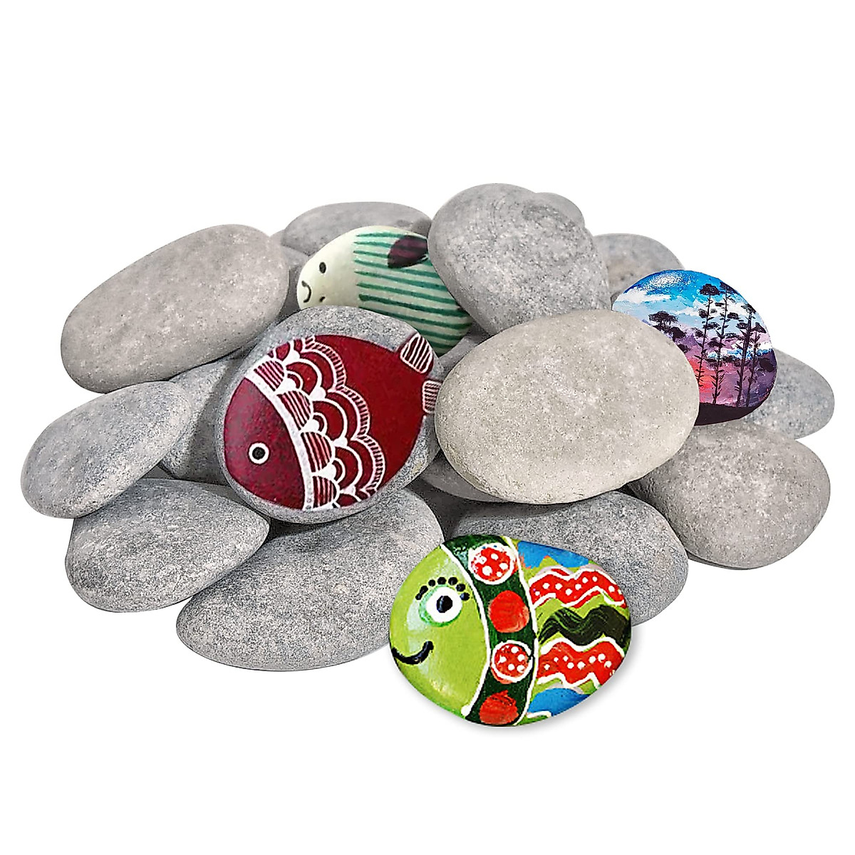 DALTACK 15PCS Large Rocks to Paint,River Rocks for Painting, 2"-3" Inches DIY Flat Stones to Paint，Hand Selected Rocks for Painting