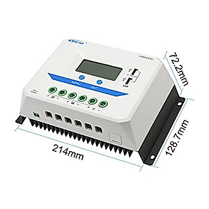EPEVER 60A Solar Charge Controller 12V/24V Auto, 60 Amp Solar Panel Controller Regulator LCD Display with Dual USB Output, for Lead-Acid, Gel, Sealed, Flooded Batteries