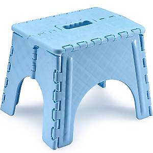 2 Lb. Depot Folding Stepping Stool - Collapsible Seating, Footstools - Foldable Plastic Adult Stool- Suitable for Indoor & Outdoor Use - Lightweight, Portable & Easy-to-Use 9-inch Height