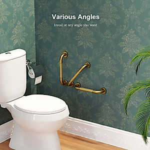 12 Inch Anti Slip Bronze Shower Grab Bar Polished Gold,ZUEXT Antique Brass Bathroom Grab Bar, Knurled Bathroom Balance Bar,Safety Hand Rail Support,Handicap Elderly Injury Senior Assist Bath Handle