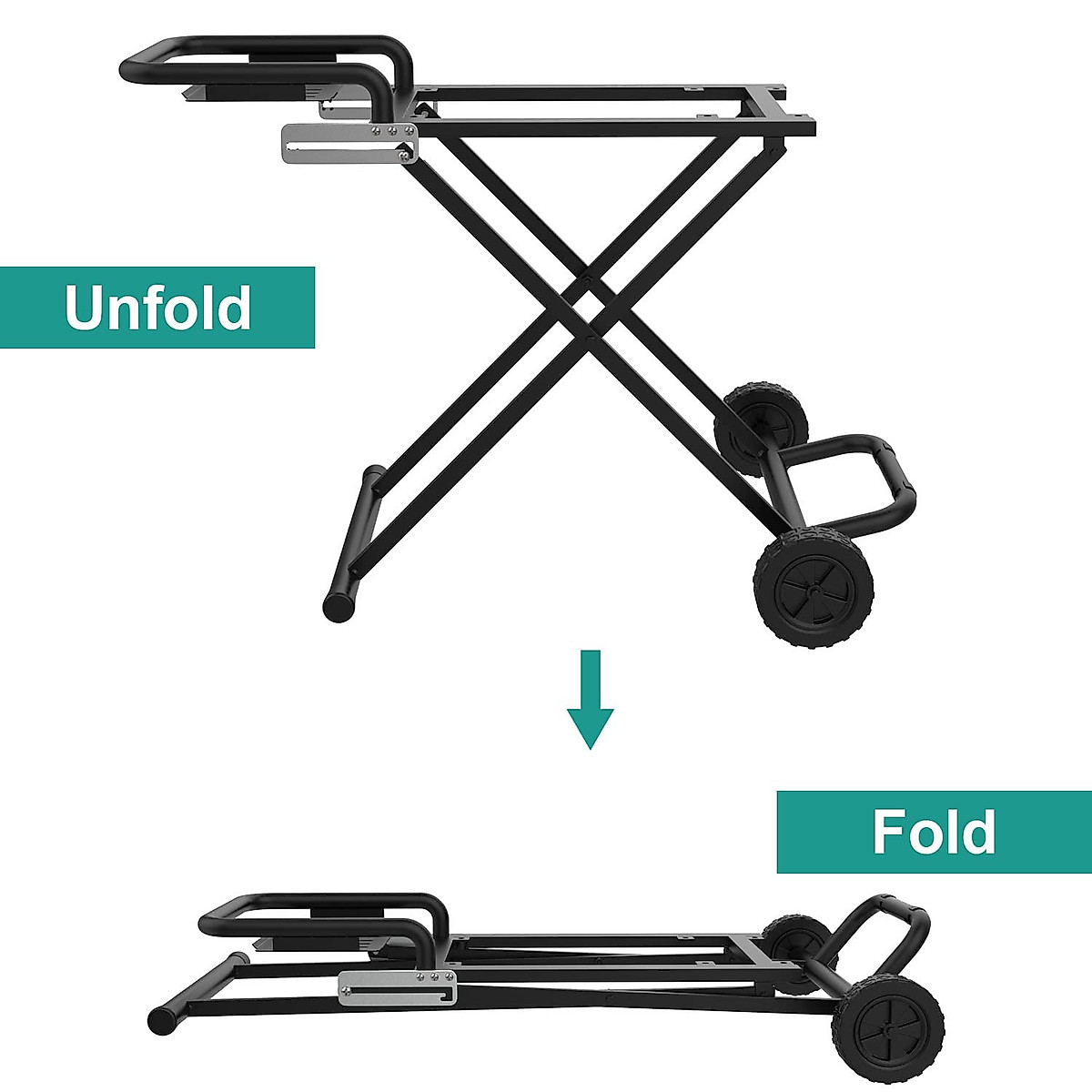 EasiBBQ Portable Grill Cart and Cover for Blackstone 17" 22" Table Top Griddles, Folding Cart Griddle Stand Shelf for Backyard, Camping and Outdoor Cooking. Black