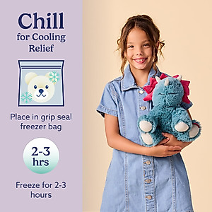 warmies Microwavable & Weighted Stuffed Animals, Triceratops - Heated Stuffed Animal Plushie for Warmth & Comfort - Cute Soft Plush Toys for Adults & Children (Boys, Girls, Babies & Toddlers)