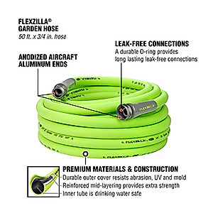 Flexzilla Garden Hose 3/4 in. x 50 ft., Heavy Duty, Lightweight, Drinking Water Safe, ZillaGreen - HFZG650YW-E
