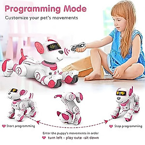 VATOS Remote Control Robot Dog Toy for Kids - Interactive Touch & Follow 17 Functions Robot Dog Pet, Programmable Smart Walking Puppy Intelligent Dancing RC Robot Toys for Girls 3-12 Birthday Gifts