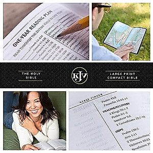 KJV Holy Bible, Compact Large Print Faux Leather Red Letter Edition - Ribbon Marker, King James Version, Brown Two-tone