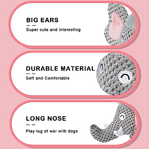 YYDSFEIOU Stuffed Dog Toys, Interactive Squeaky Dog Toys Chew Toys Durable Plush Dog Toy with Crinkle Paper for Small Medium Large Dogs Puppy Toys Pet Toys Elephant Design