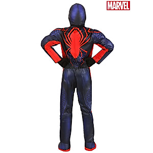 Marvel Integrated Spider-Man Official Youth Deluxe Zentai Costume - Stretch Spandex with Hidden Zippers and Wrist Slits (S) Blue