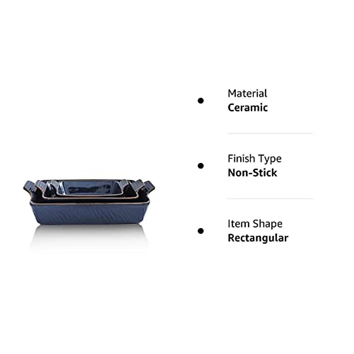 KOOV Bakeware Set, Ceramic Baking Dish, Rectangular Lasagna Pans for Cooking, Cake Dinner, Kitchen, 9 x 13 Inches, Texture Series 3-Piece (3 Piece, Aegean)