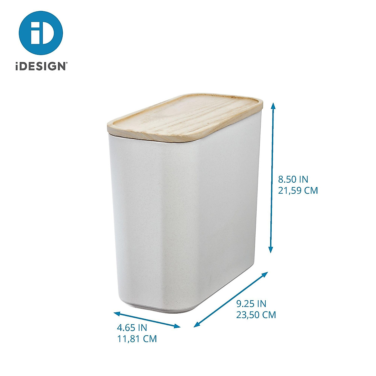 iDesign Recycled Plastic Canister with Lid, The Rosanna Pansino Collection – 16 Cups, 4.65” L x 9.25” W x 8.5” H, Coconut Bin with Natural Wood Lid