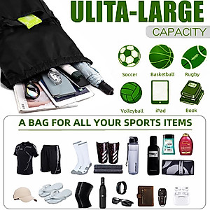 BLIRITEL Drawstring Backpack Waterproof String Bag, Gym Sackpack Sports Fitness Yoga Bag, Shopping Casual Backpack for Men Women (Black)