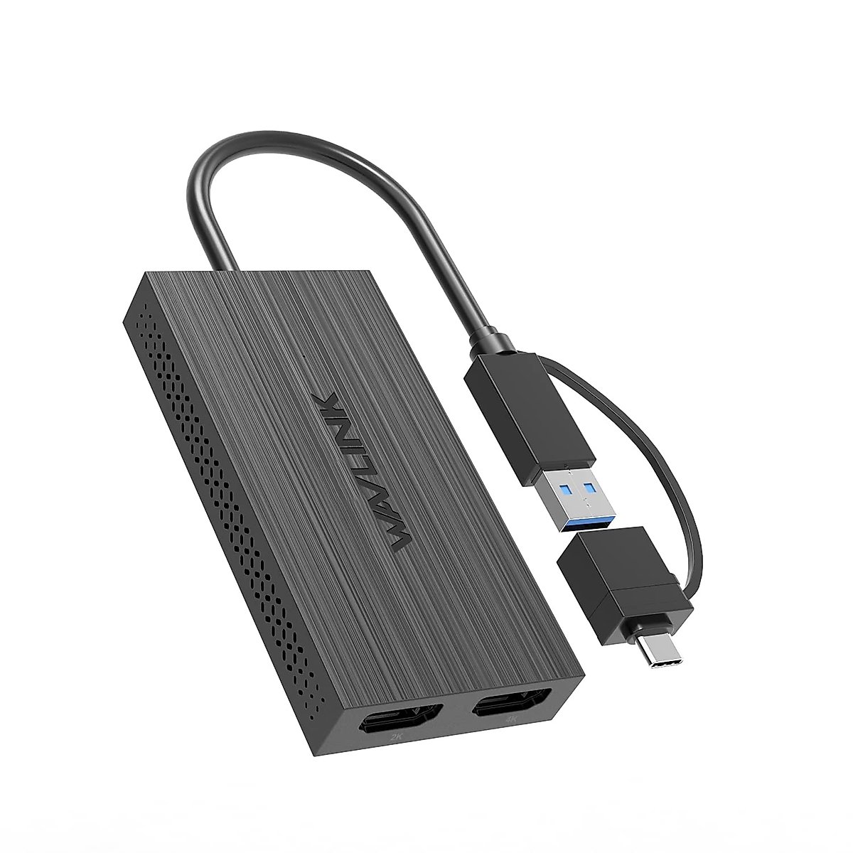 WAVLINK USB 3.0/C to HDMI Dual Display Adapter, Universal Video Graphics Adapter for Dual Monitors, Thunderbolt 3/4, 4K@30Hz+1080P@60Hz for Windows, Mac OS, NOT Support for Linux & iPad OS