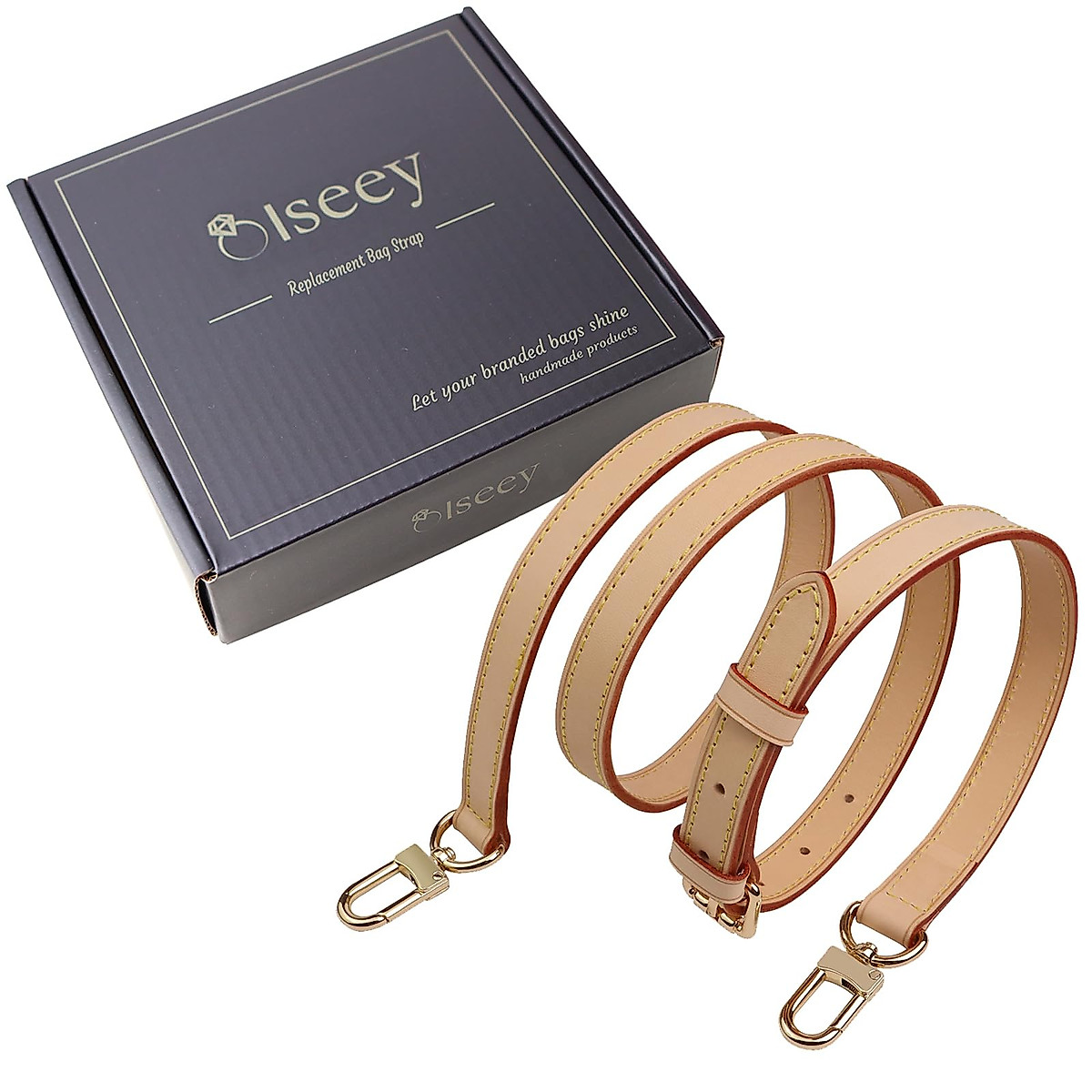 COLSEEY Genuine Vachetta Leather Crossbody Strap Genuine Leather Adjustable Replacement Strap for Shoulder Bag Handbag Purse（0.71 Inch Width）