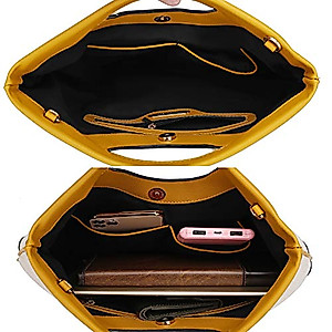 MKF Crossbody Bag for Women – PU Leather Lady Pocketbook Handbag – Side Messenger Purse, Shoulder Chain Strap Mustard