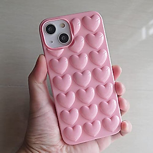 DMaos iPhone 13 Mini Case for Women, 3D Pop Bubble Heart Kawaii Gel Cover, Cute Girly for iPhone13 Mini 5.4 inch - Baby Pink