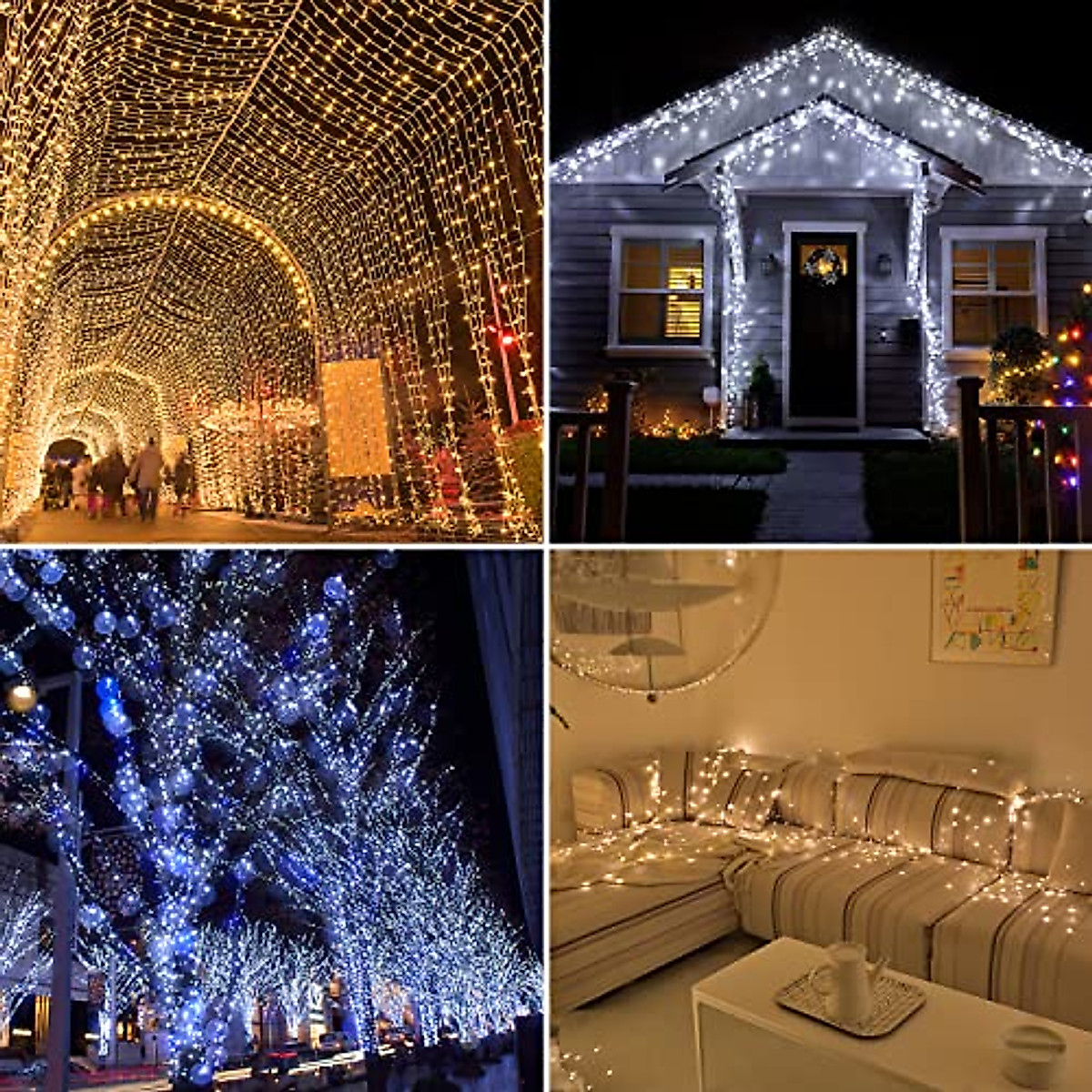 VITOOTE Twinkle Star 66ft 480 LED String Lights Outdoor, Waterproof Connectable Hanging Light for Party Decor, Wedding Party Home Garden Hotel Christmas Lights(Warm White)