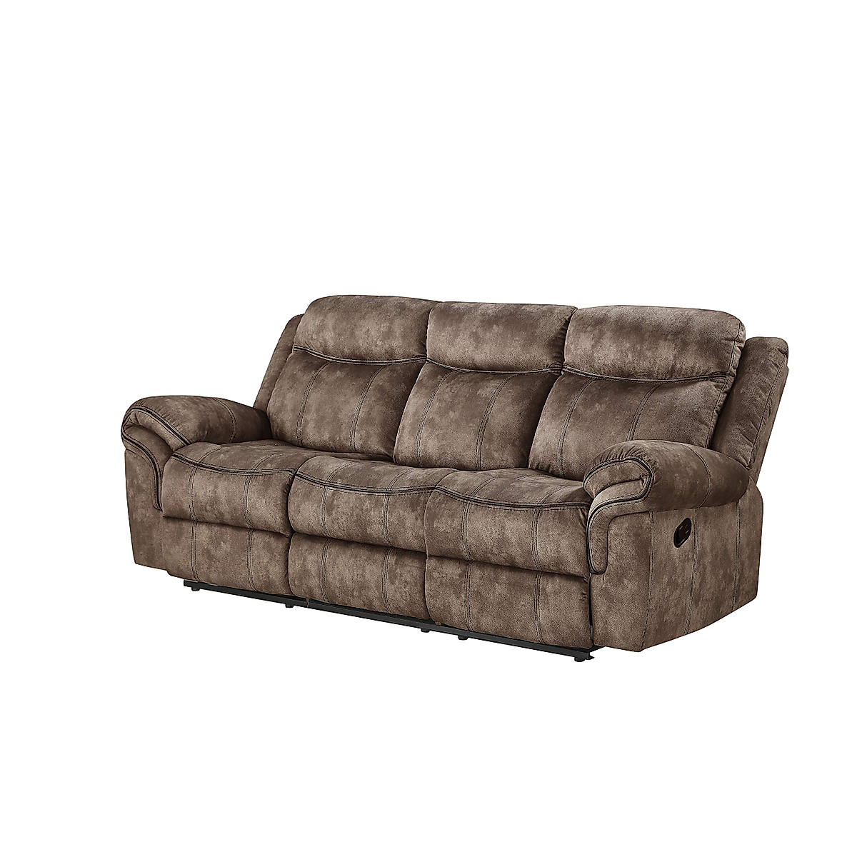 Acme Zubaida Velvet Motion Reclining Sofa (2-Tone Chocolate) and Horizontal Tufted Glider Recliner (2-Tone Chocolate) Bundle