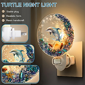 Hortsun Plug in Seashell Night Light Ocean Sea Animal Decorative Night Light Plug in Beach Nightlight Vintage Ocean Night Lamps for Adult for Home Bedroom Living Room Bathroom Wall(Dolphin)