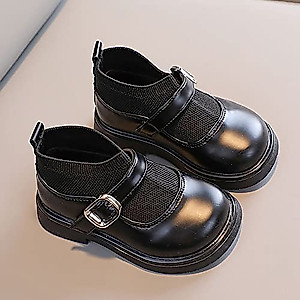 Toddler Girls Boots Little Kid Shoes Short Boots Girls School Leather Shoes Big Kids Mid Calf Boots (Black, 2.5-3 Years Toddler)