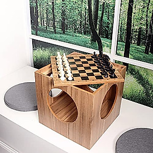 Wooden Chess Set Multifunctional Indoor Low Table Go/International Chess Set Window Tea Seat Table for Adults Kids Gifts Board Games (Color : Table only)
