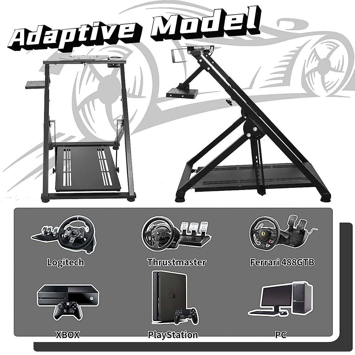 Dardoo X Frame Foldable Racing Steering Wheel Stand Fit for Logitech G27 G25 G29 G920 T300RS Tilt Adjustable Racing Simulator Without Steer Wheel, Shifter and Pedals