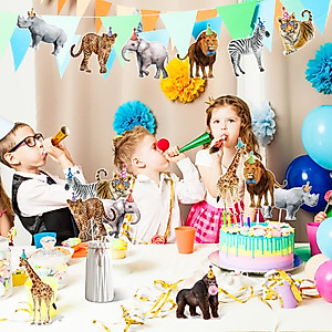 Safari Animals Party Decorations Jungle Animal Centerpiece Sticks Cutouts Table Toppers for Birthday Baby Shower Party Supplies Set of 24
