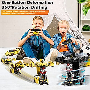 Febyhim Remote Control Car, Transform Robot RC Car with One-Button Transforming 360 Degree Rotation Drifting, 1:18 Scale Police Car Ideal Xmas and Birthday Gift Toys for 8+ Year Old Boys/Girls
