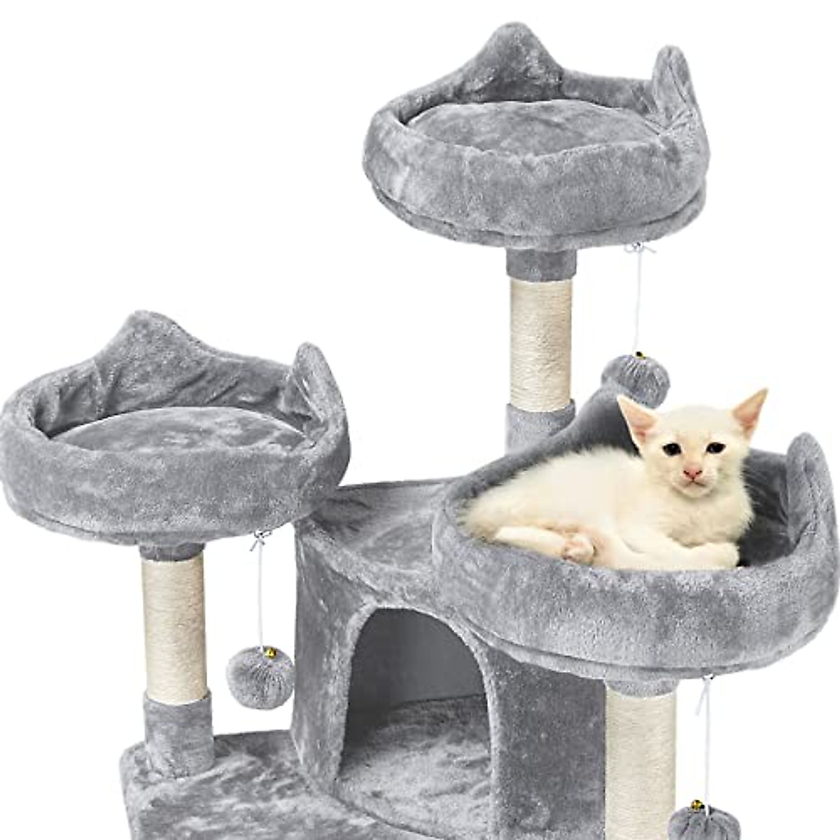 Yaheetech 68.5in Multi-Level Cat Tree Large Cat Tower with Sisal-Covered Scratching Board & Scratching Posts, Cozy Perches, Stable Cat Tower Cat Condo Pet Play House, Light Gray