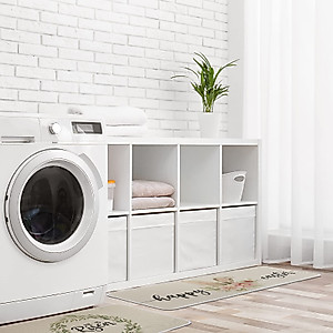 Riakrum 2 Pcs Easter Kitchen Rug Cute Bunny Ears Easter Doormat Seasonal Floral Easter Rug Non Slip Spring Mat for Kitchen Indoor Outdoor Yard Entrance Floor Garage Patio