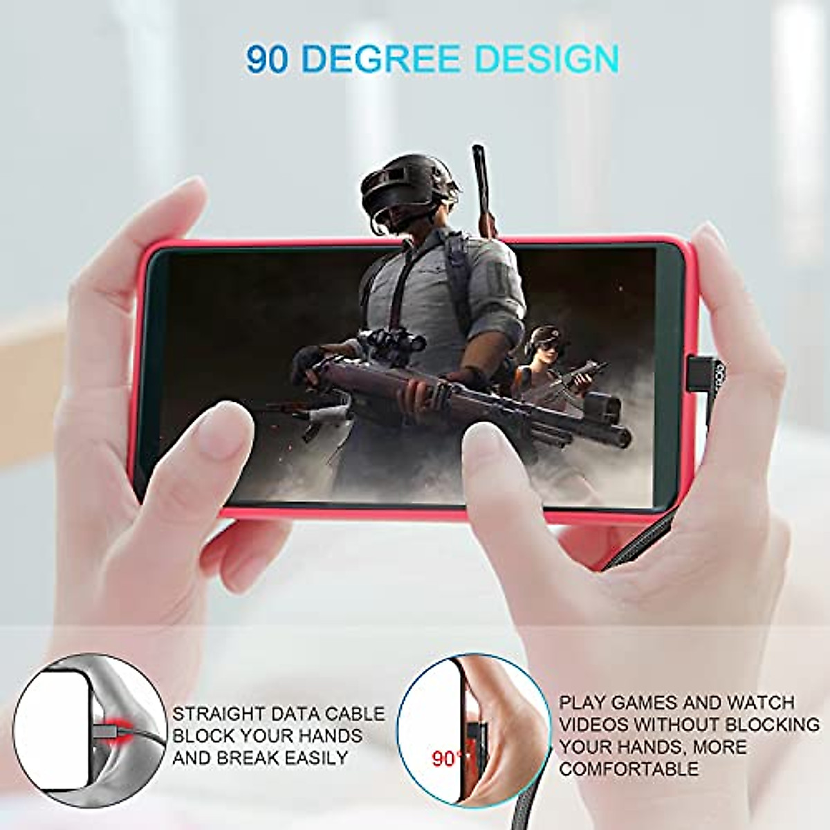 aceyoon [2 Pack MFi Certified Lightning Cable, Right Angle 1.6ft Braided USB to 90 Degree iPhone Charger L Shaped Data Sync Elbow Powerline Cord for i12/12 Pro, i11/11 Pro, XS Max, XR, XS