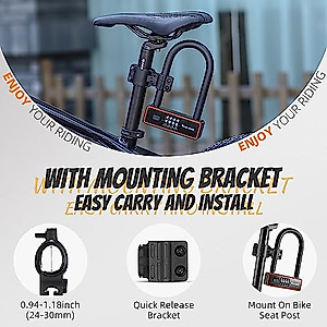 ICOCOPRO Bike U Lock - 17mm Shackle Heavy Duty Bike Locks - U Lock with 4-Digit Resettable Combination - Bicycle Lock with Sturdy Mounting Bracket for Electric Bike, Bikes,Scooter