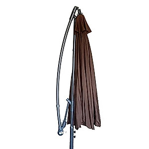 XtremepowerUS 96065 10 ft 8 Ribs Cantilever Offset Hanging Umbrellas Garden with Cross Base, Brown