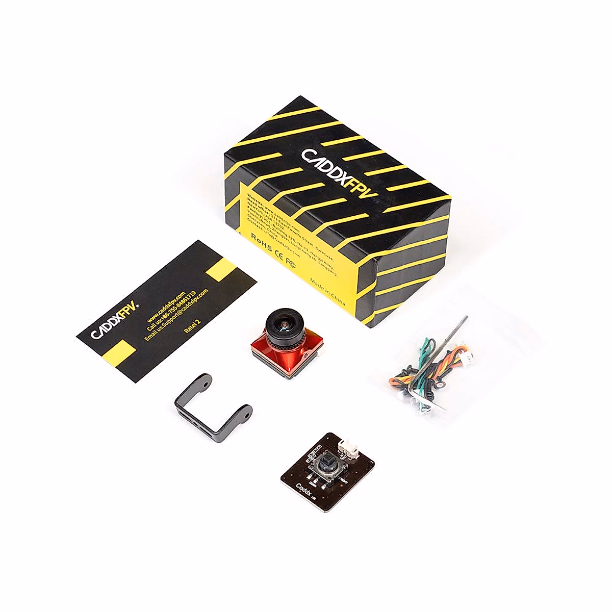 Caddx Ratel 2 FPV Camera 1200TVL NTSC/PAL 16:9/4:3 Switchable 1.66mm/2.1mm Lens Super WDR FPV Micro Camera for FPV Racing (Red)