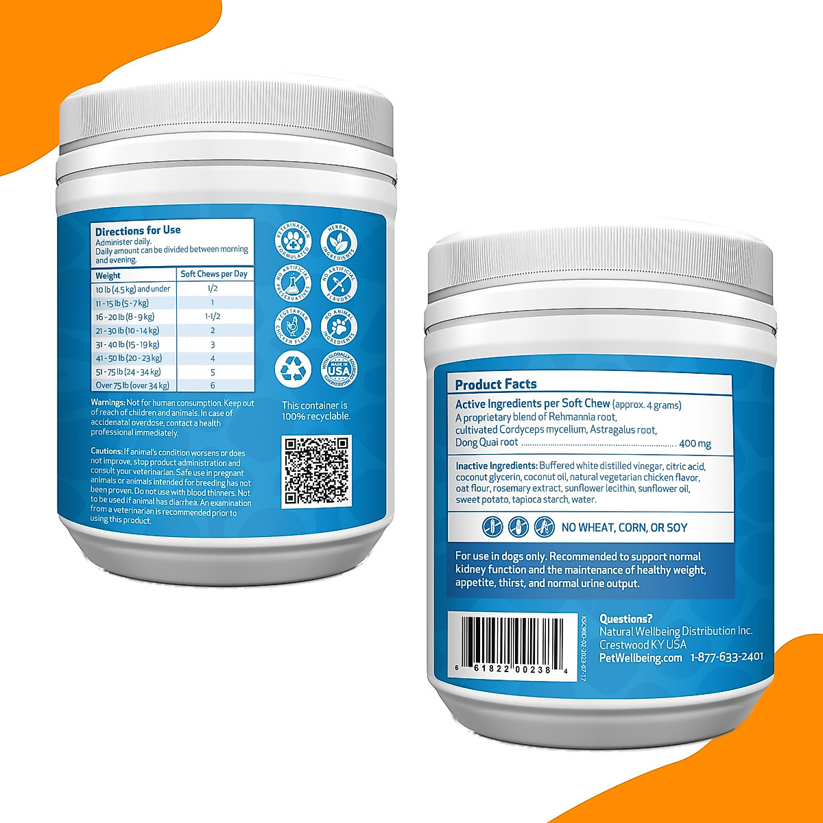 Pet Wellbeing Kidney Support Chewies for Dogs - Vet-Formulated - Supports Healthy Kidney (Renal) Function in Dogs - 90 Soft Chews