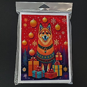 Caroline's Treasures DAC3087GCA7P Finnish Spitz Holiday Christmas Greeting Cards Pack of 8 Blank Cards with Envelopes Whimsical A7 Size 5x7 Blank Note Cards