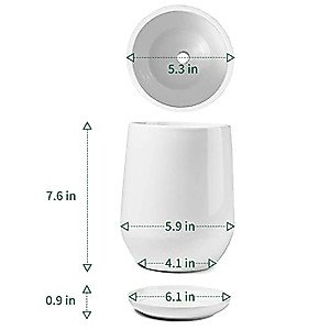 POTEY White Planter Pots for Plants Indoor - 5.3 Inch Glazed Ceramic Plant Pot with Drainage Hole & Saucer for Plants Home Decor 050301, Plants NOT Included