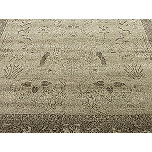 Unique Loom La Jolla Collection Farmhouse, Contemporary, Botanical, Traditional, Vintage Area Rug, 9 x 12 ft, Light Brown/Dark Brown