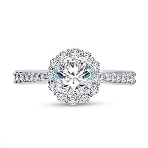 Size - 7-14k White Gold Round Floating Halo Tapered Flower Head Solitaire Engagement Ring CZ Cubic Zirconia (1.50cttw., 1.0ct. Center)