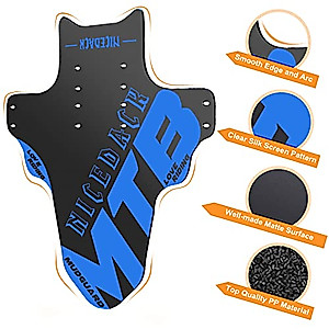 NICEDACK Mudguards Mountain Bike, 2 Pieces Mudguards Fit 20-29 Inch MTB Mudguard Front and Rear Compatible Bicycle Splash Guard (Blue)…