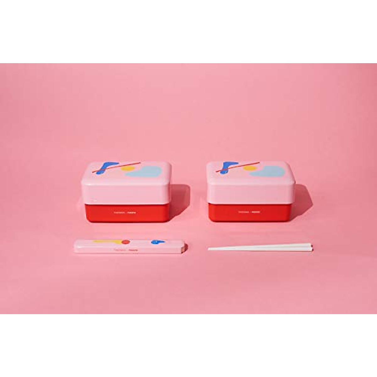 POKETO x TAKENAKA Limited Model, Pool color, Perfect for Lunch Bento Time, Made in Japan (POKETO Nibble Bento Box(Pink x Red))