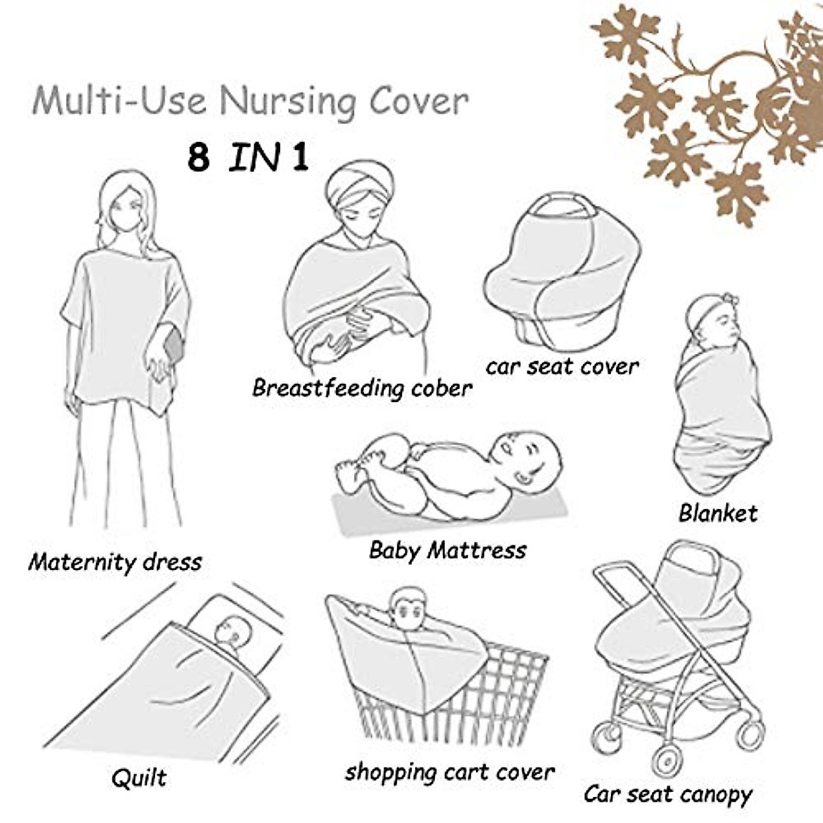 FOZZA Car Seat Canopy for Babies, High Stretchy & Ultra Soft Car Seat Cover, Multi- use Breastfeeding Covers, Shower Gifts for Boys and Girls(Unicorn Print)